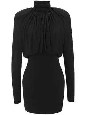 Saint Laurent Draped Panel Crepe Mini Dress