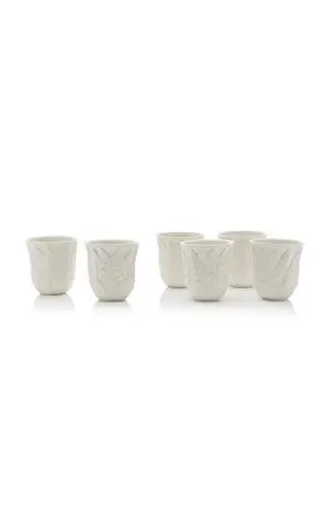 MODA DOMUS Set-of-six Lily Of The Valley Ceramic Tumblers - White