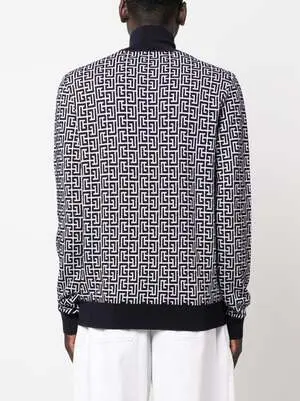 Balmain Monogram-intarsia Roll-neck Jumper