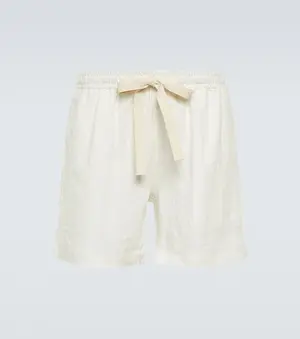 Commas Linen Shorts - White