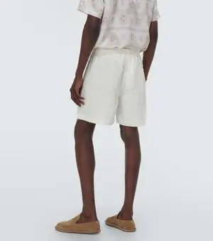 Commas Linen Shorts - White