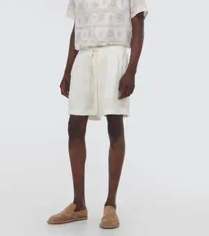 Commas Linen Shorts - White