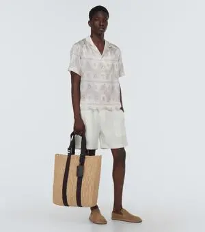 Commas Linen Shorts - White