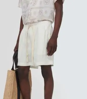Commas Linen Shorts - White
