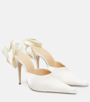 Magda Butrym Flower Satin Mules - Neutrals