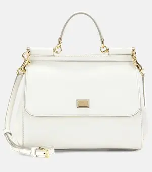 Dolce & Gabbana Miss Sicily Medium Leather Shoulder Bag White