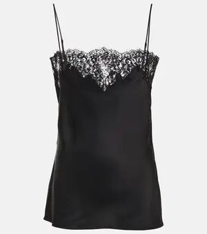 Stella McCartney Satin And Lace Tank Top - Black