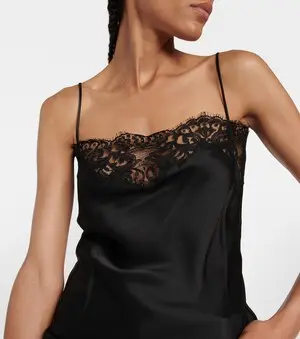 Stella McCartney Satin And Lace Tank Top - Black