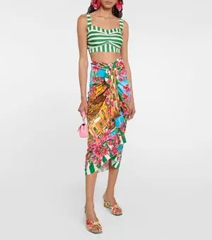 Dolce & Gabbana Portofino Silk Midi Skirt