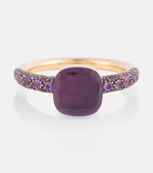 Pomellato Nudo Petit Rose And White Gold Ring With Amethyst And Jade - Purple