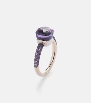 Pomellato Nudo Petit Rose And White Gold Ring With Amethyst And Jade - Purple