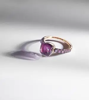 Pomellato Nudo Petit Rose And White Gold Ring With Amethyst And Jade - Purple
