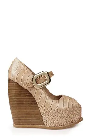 ZIGI Philipah Peep Toe Platform Wedge Sandal - Nude Croc