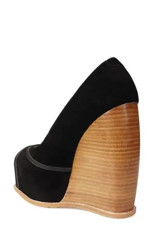 ZIGI Domenika Peep Toe Wedge Sandal - Blk Suede