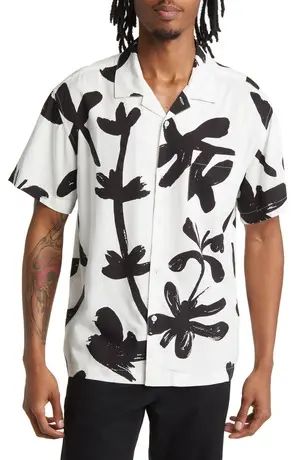 Obey Abstract Print Short Sleeve Button-up Shirt