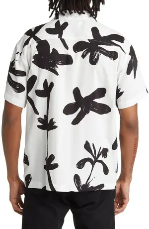Obey Abstract Print Short Sleeve Button-up Shirt