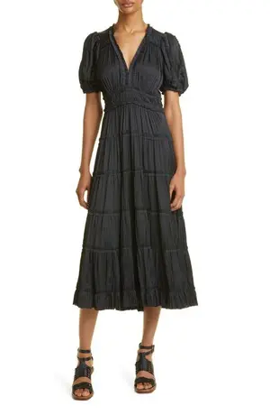 Ulla Johnson Olivia Pleated Tiered Dress