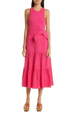 Veronica Beard Austyn Mixed Media Stretch Cotton Dress