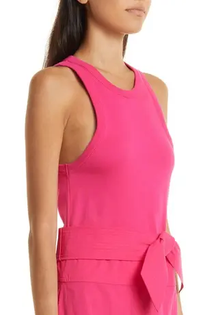 Veronica Beard Austyn Mixed Media Stretch Cotton Dress