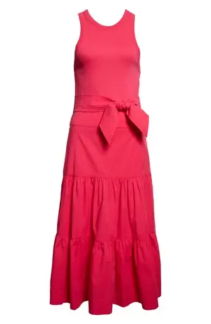 Veronica Beard Austyn Mixed Media Stretch Cotton Dress