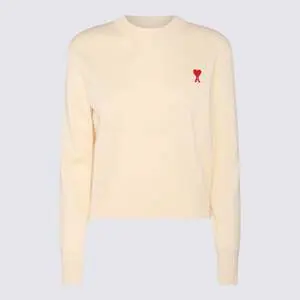 AMI Paris Wool Ami De Coeur Sweater - Vanilla