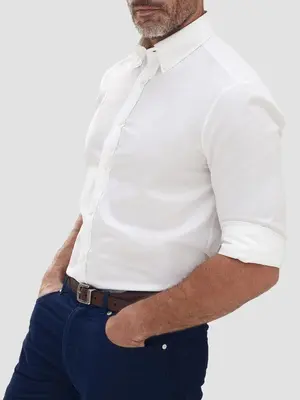Brunello Cucinelli Twill Basic Fit Shirt With Button-down Collar