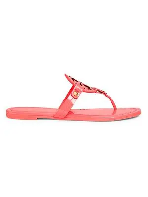 Tory Burch Women's Miller Patent Leather Thong Sandals - Navy  Coral