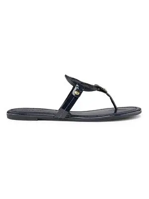 Tory Burch Women's Miller Patent Leather Thong Sandals - Navy  Navy