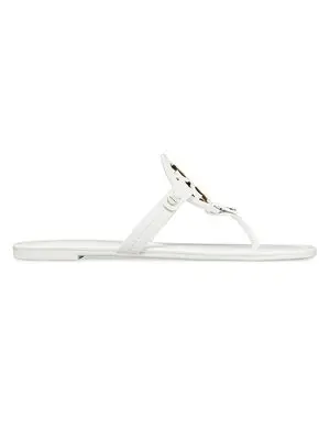 Tory Burch Women's Miller Patent Leather Thong Sandals - Navy  Optic White