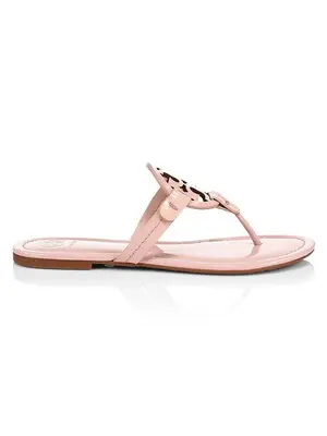 Tory Burch Women's Miller Patent Leather Thong Sandals - Navy  Sea Shell