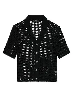 Theory Women's Mesh Shrunken Polo Top - Bone  - Black