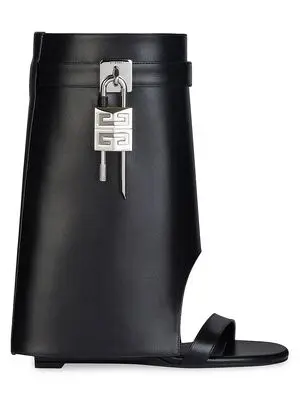 Givenchy Women's Shark Lock Sandals In Leather - Black  - Black
