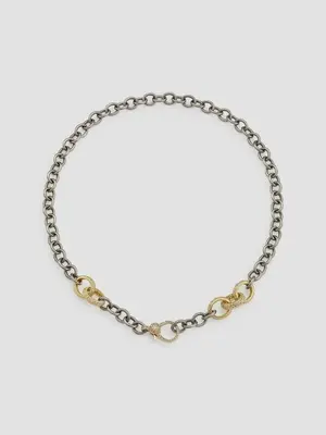 Nina Gilin Black-rhodium-plated Silver, 14k Yellow Gold & 3.16 Tcw Diamond Chain Necklace - Grey