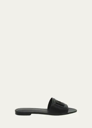 Dolce & Gabbana Cutout DG Flat Slide Sandals 80999 Nero