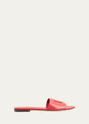 Dolce & Gabbana Cutout DG Flat Slide Sandals 8x052 Red