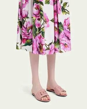 Dolce & Gabbana Cutout Dg Flat Slide Sandals - Rosa