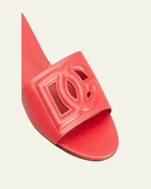 Dolce & Gabbana Cutout Dg Flat Slide Sandals - Rosa