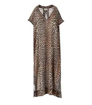 ganni beach dress Ganni Marl Mesh Draped Knot Detailing Long Dress in River Blue