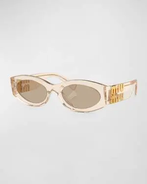 Miu Miu Miu Miu Logo Oval Sunglasses Clear