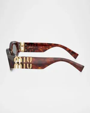 Miu Miu Logo Oval Sunglasses - Grey