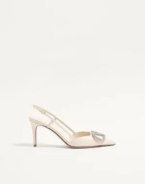 Valentino Garavani Vlogo Slingback Pump - Light Ivory/crystal