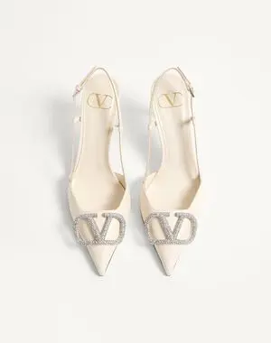 Valentino Garavani Vlogo Slingback Pump - Light Ivory/crystal