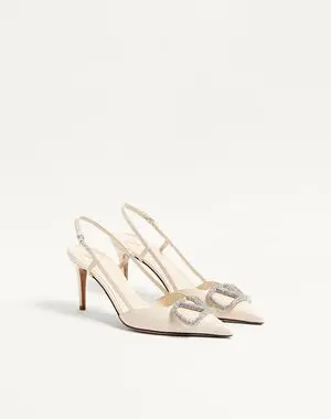 Valentino Garavani Vlogo Slingback Pump - Light Ivory/crystal
