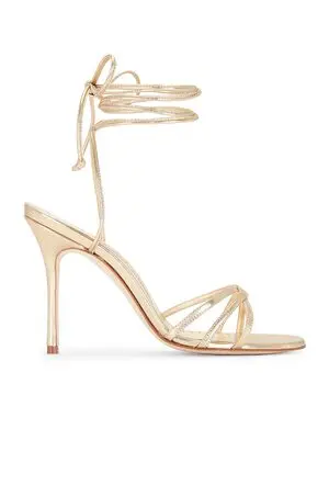 Manolo Blahnik Leva 105 Leather Sandal - Gold