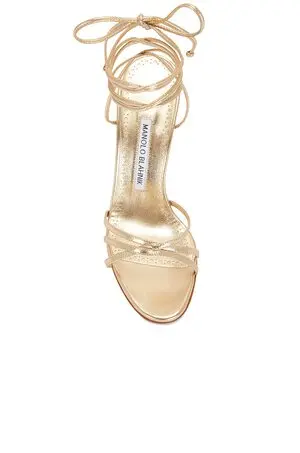 Manolo Blahnik Leva 105 Leather Sandal - Gold