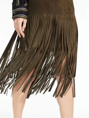 Max Mara Suede Skirt With Fringe