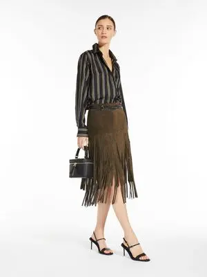 Max Mara Suede Skirt With Fringe