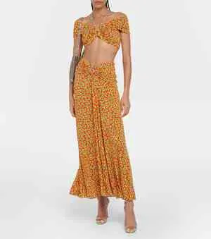 Rabanne Low-rise Printed Maxi Skirt