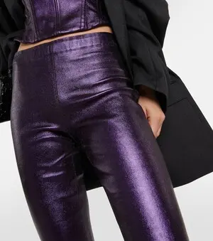 Stouls Carolyn Metallic Leather Leggings - Purple
