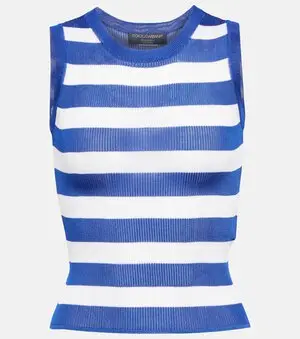 Dolce & Gabbana Portofino Ribbed-knit Striped Tank Top - Blue